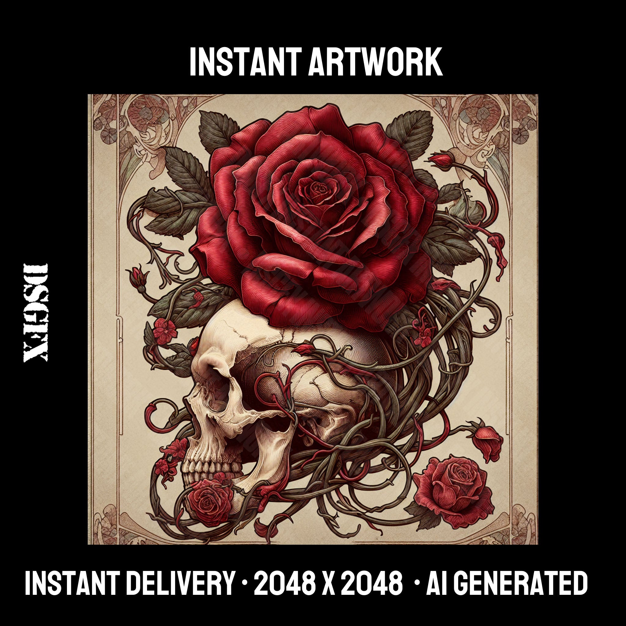 Gothic Rose and Skull – DontSleepGFX