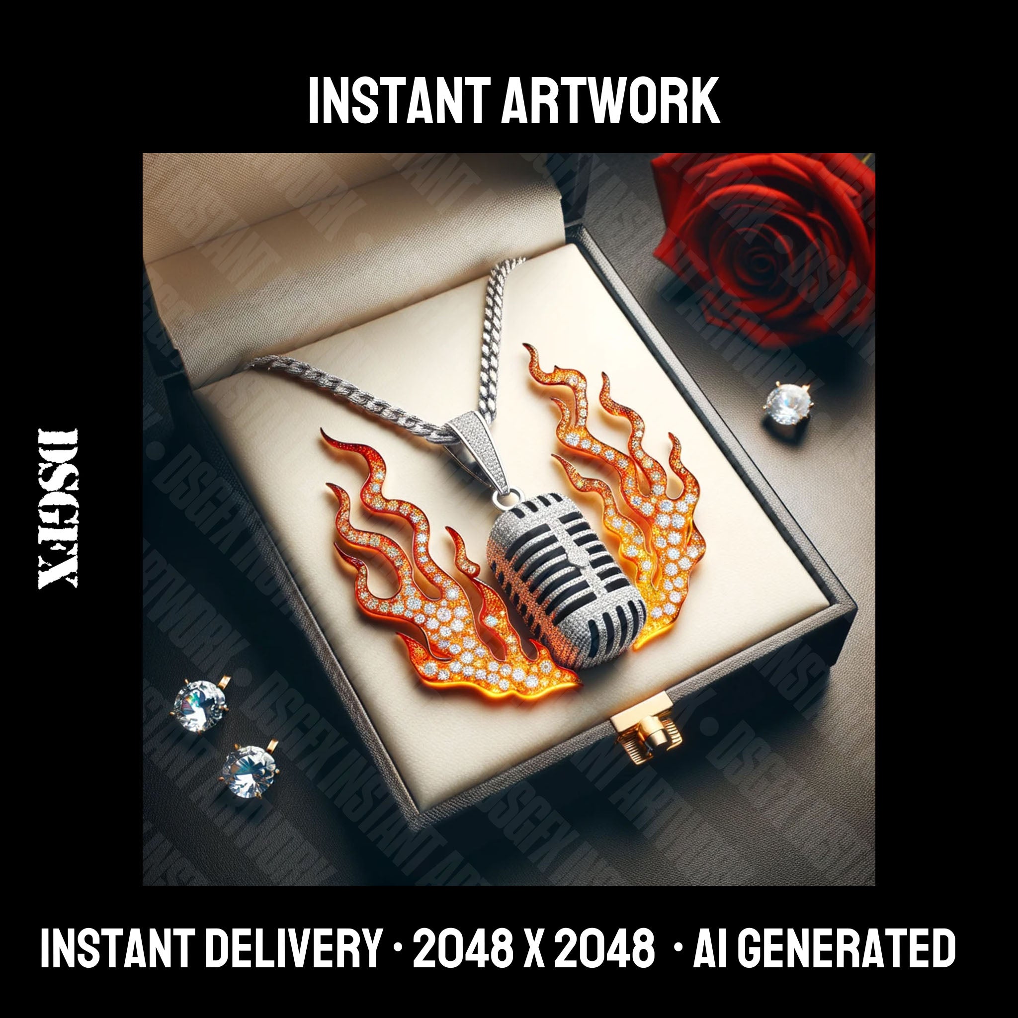 Flaming Microphone Necklace in Box – DontSleepGFX