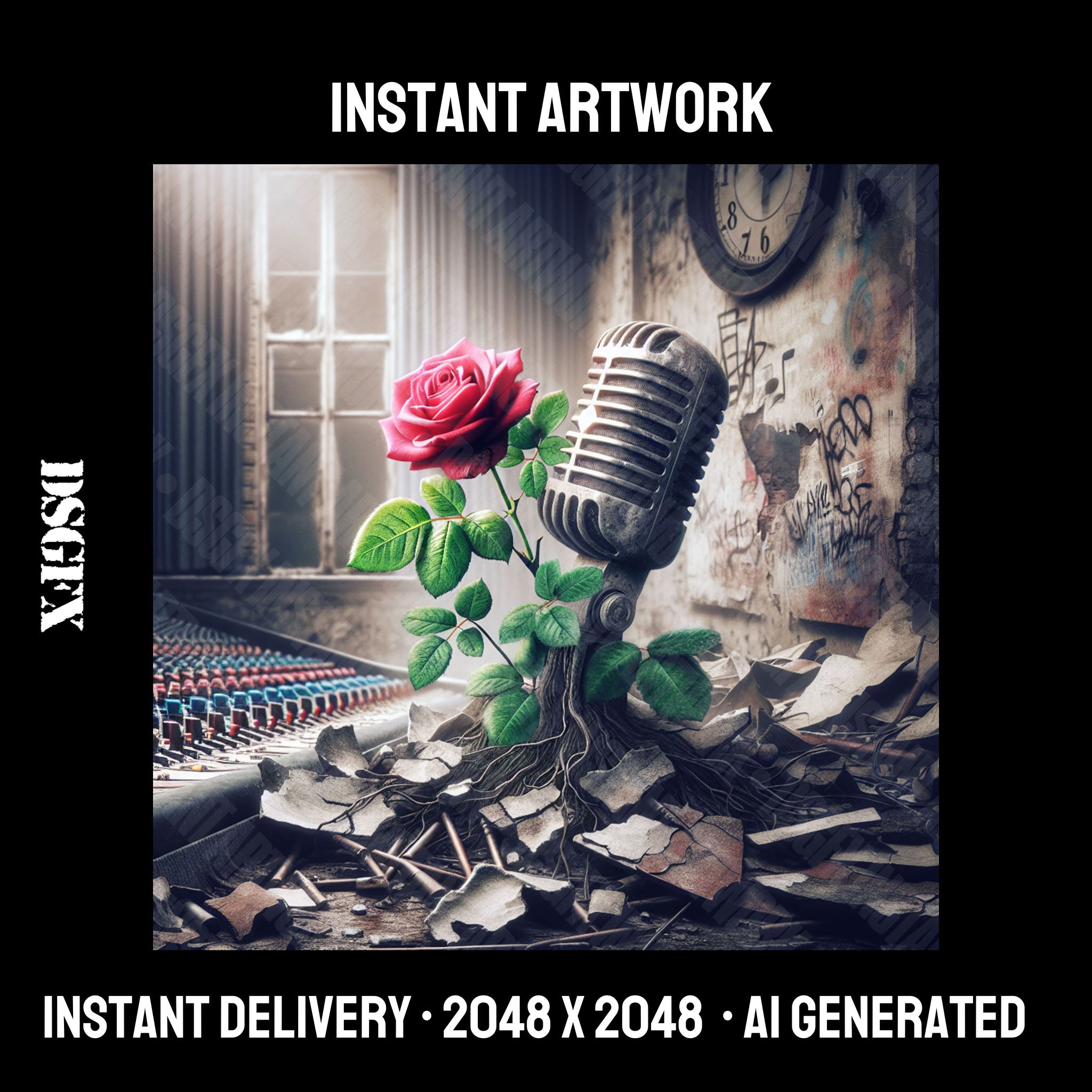 Vintage Microphone with Red Rose – DontSleepGFX
